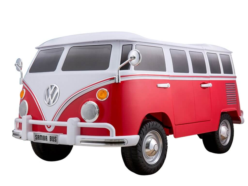 Elbil barn VW BUS en klassiker, två sittplatser 2x12V motor röd Azeno ...