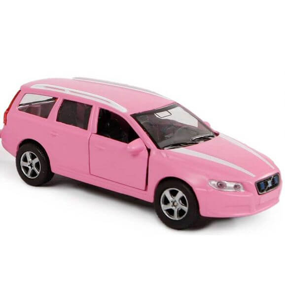 Köp Leksaksbil Volvo V70 med husvagn leksak rosa
